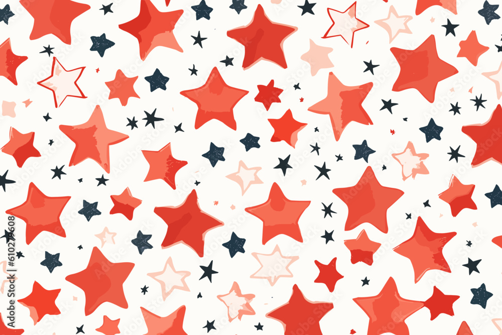 Doodle inspired Red stars pattern pattern, cartoon sticker, sketch ...