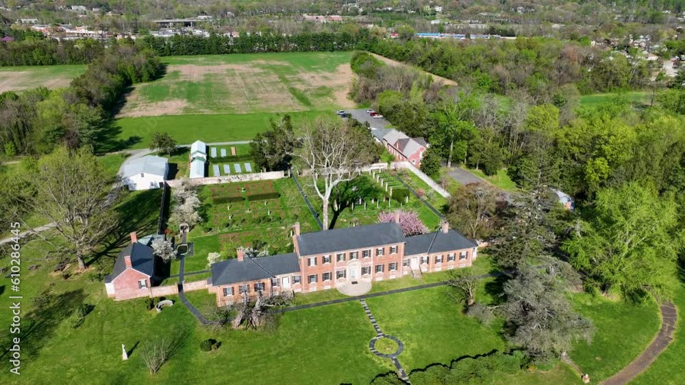 Aerial historic Chatham Manor Fredericksburg Virginia overhead ...