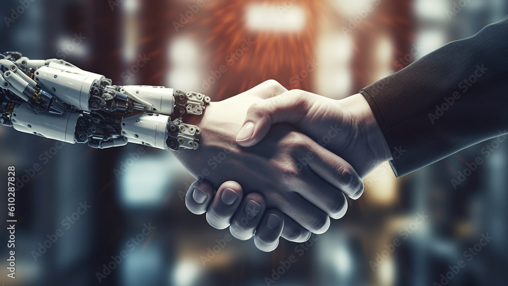 Human and robot shake hands, bridging the gap between humans and ...