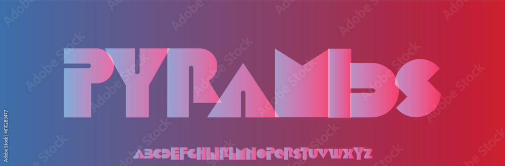 Pyramids, abstract font alphabet letters. Modern logo typography ...