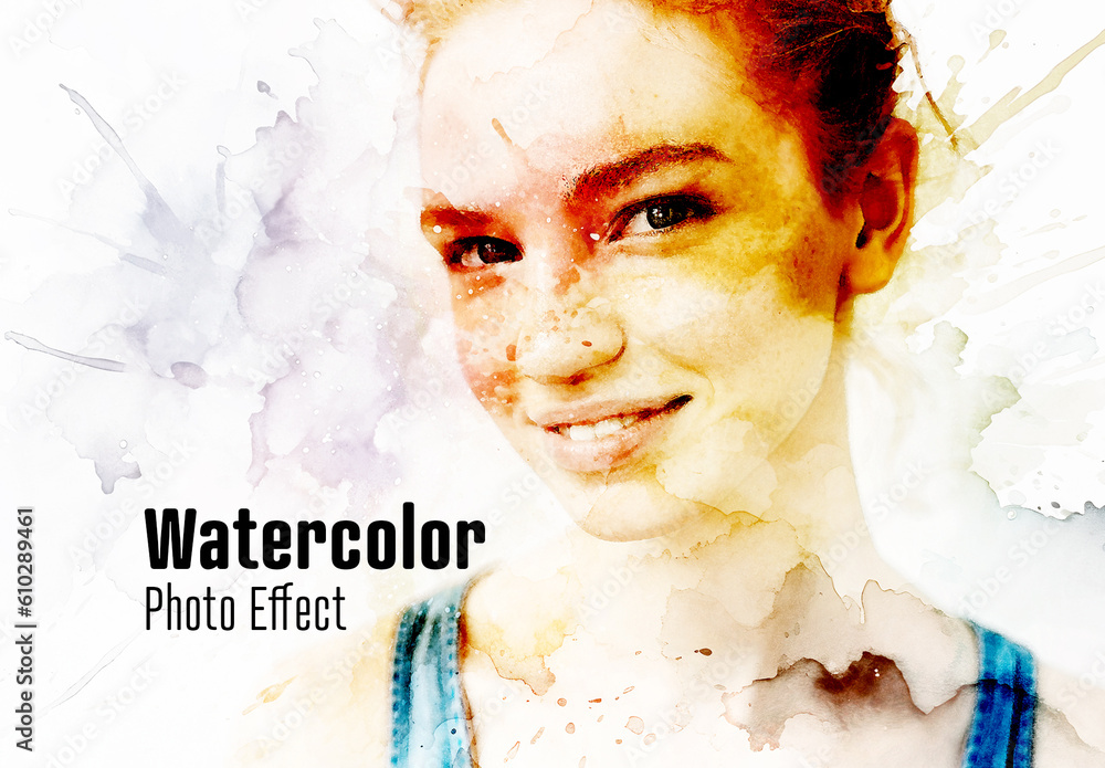 Watercolor Photo Effect Stock Template | Adobe Stock