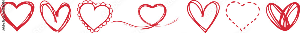 Horizontal set for Ink Brush hearts. Heart Symbol. heart icon, love ...