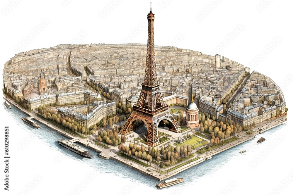 France Paris isolated on white background. Generated by AI. Stock ...