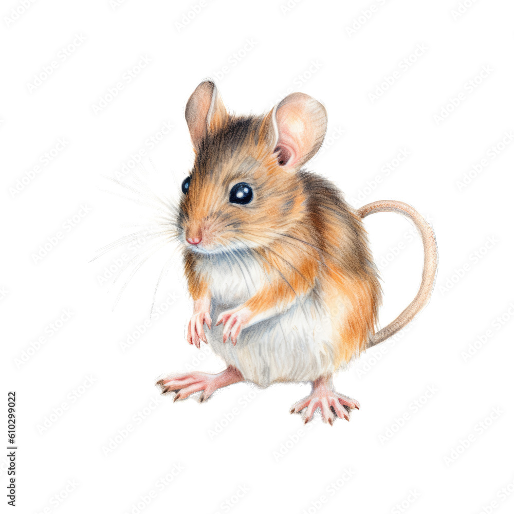 Coloured Pencil Sketch of field mouse Animal on Paper, Pencil ...