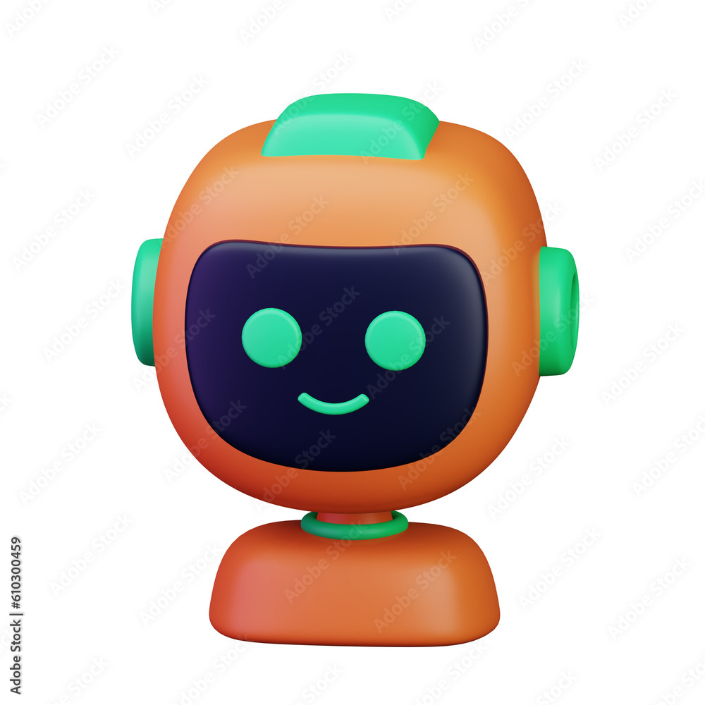 cute smile robot with monitor face illustration for robot personal ...