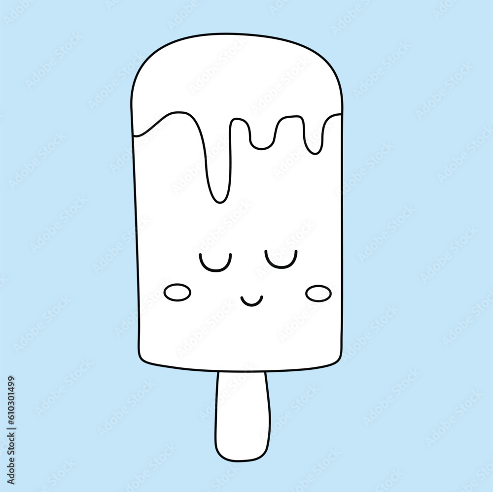 Cute Ice Cream Flavor Dessert Snack Doodle Cartoon Digital Stamp ...