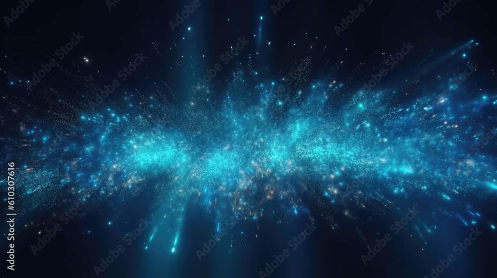 abstract blue explosion isolated on black background. Generative AI ...