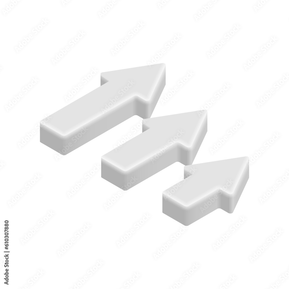 3D graph arrows icon. Vector isometric chart, data visualization ...