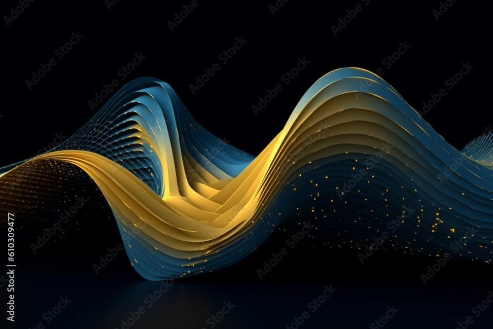 Abstract wave background, radiating with vibrant hues of yellow and ...
