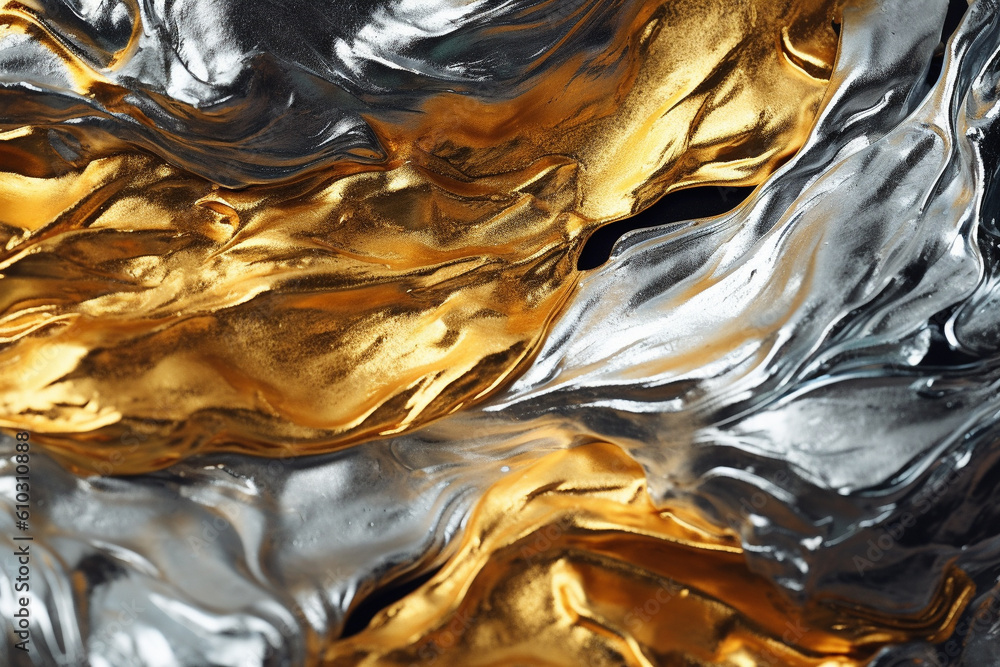 Molten gold and silver blend together in a harmonious dance of ...