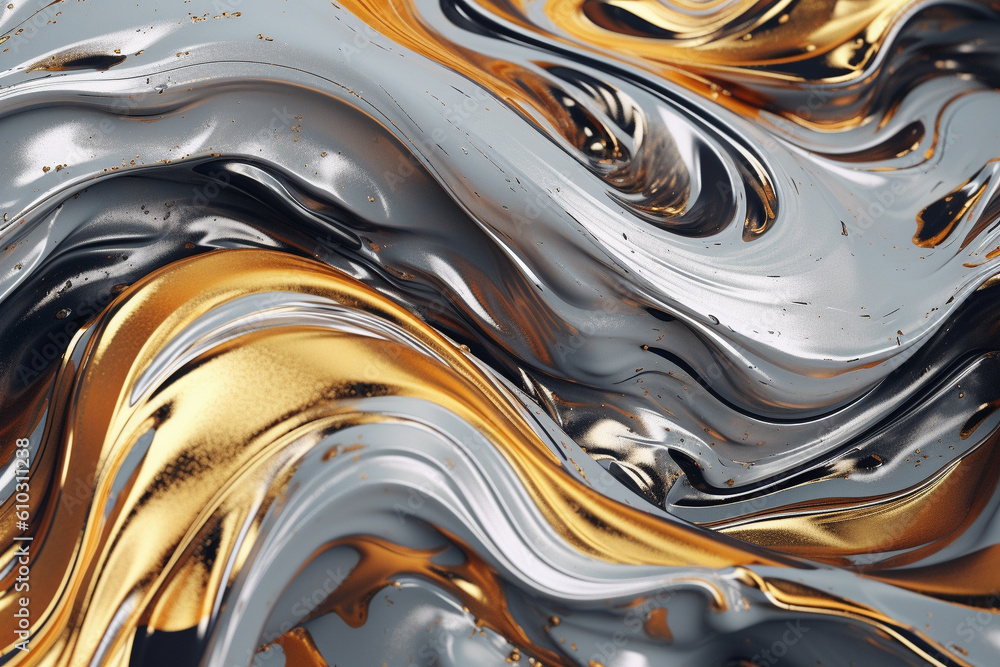 Molten gold and silver blend together in a harmonious dance of ...