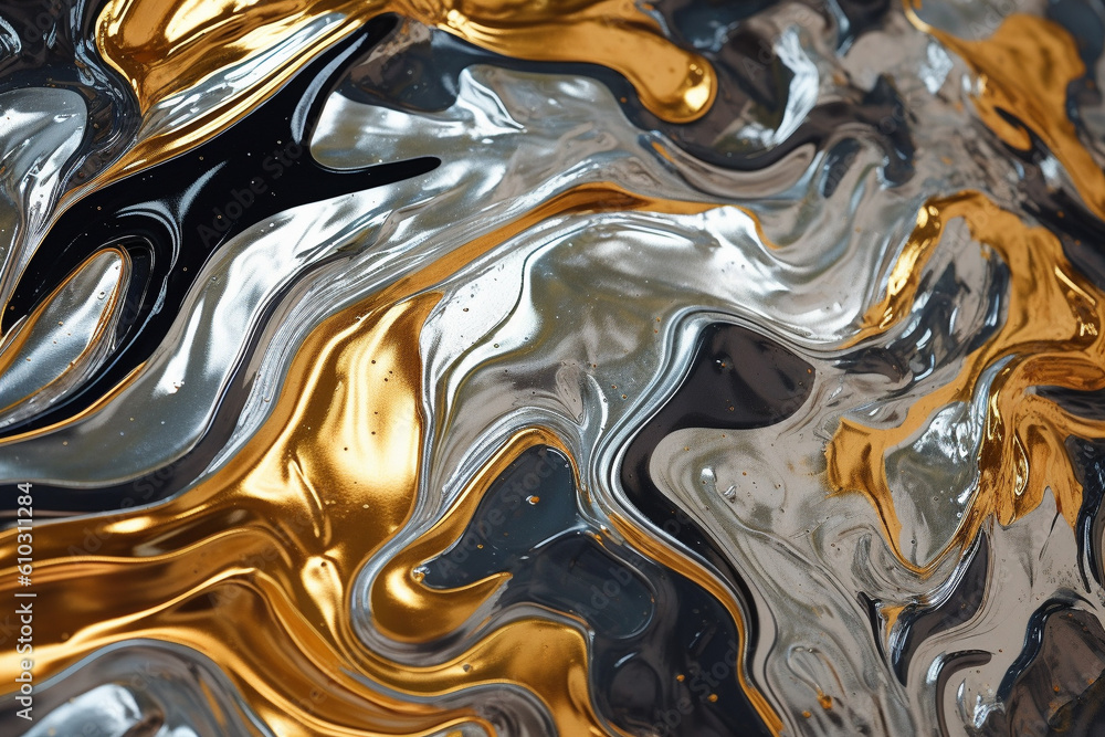 Molten gold and silver blend together in a harmonious dance of ...