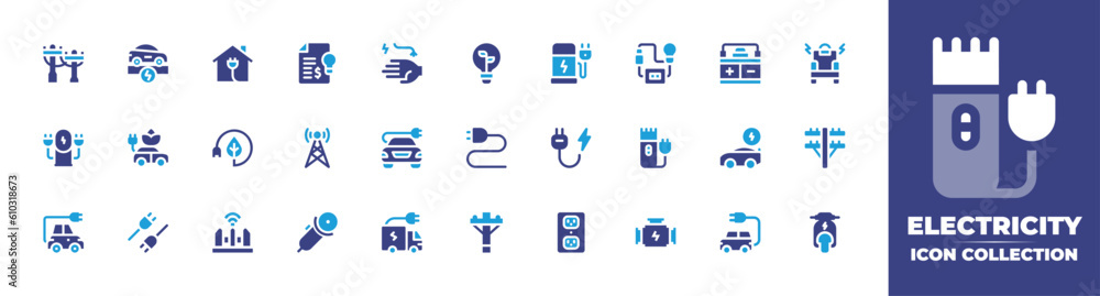 Electricity icon collection. Duotone color. Vector and transparent ...