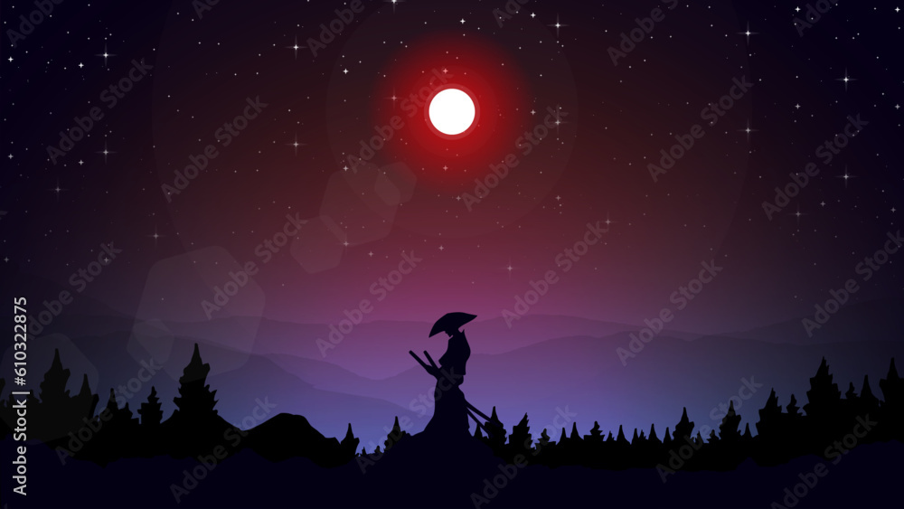 Samurai Background in the night. japan theme background. samurai ...