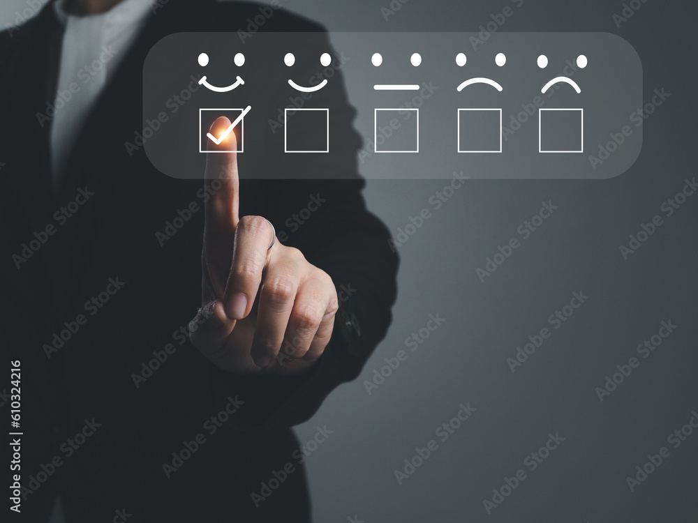 check mark smiley icon Selected businessman check mark on smiley icon ...