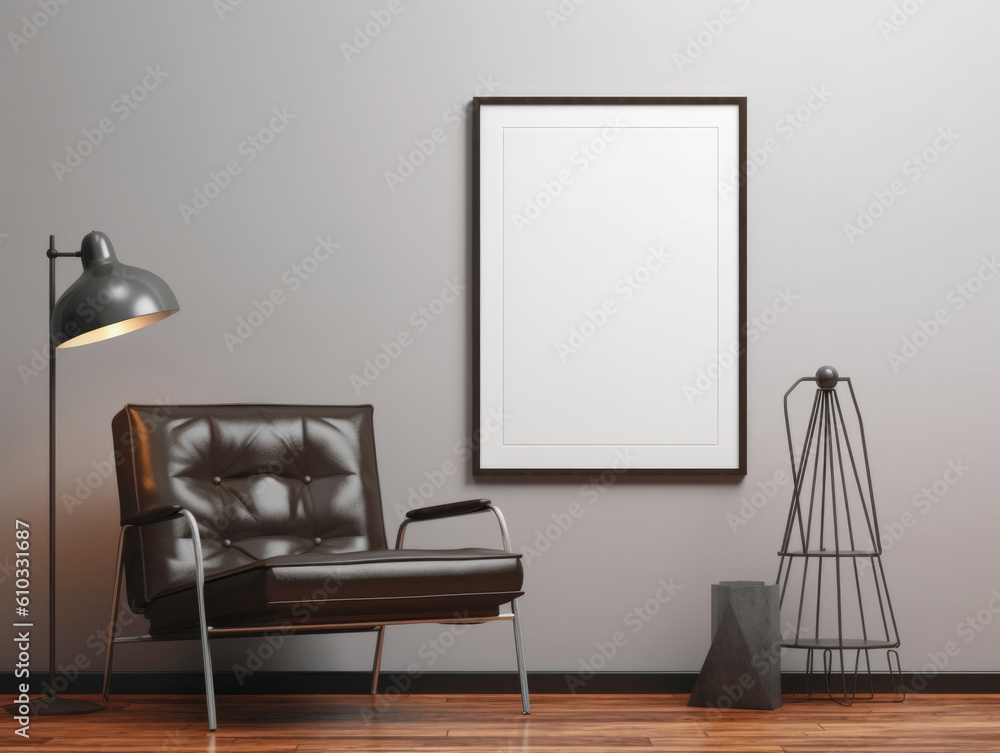 Chrome finished steel frame Minimalist mockup for podium display or ...