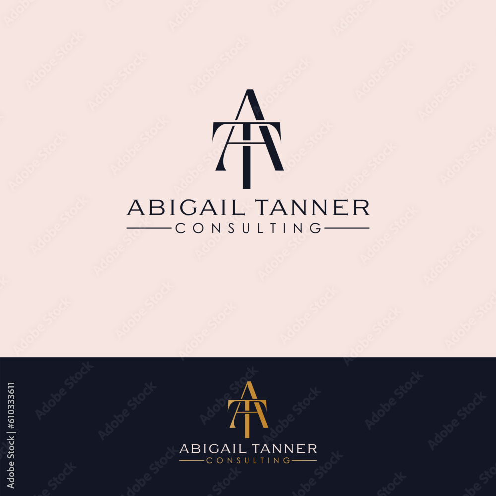 Abigail Tanner consulting vector logo design. AT initials logotype ...