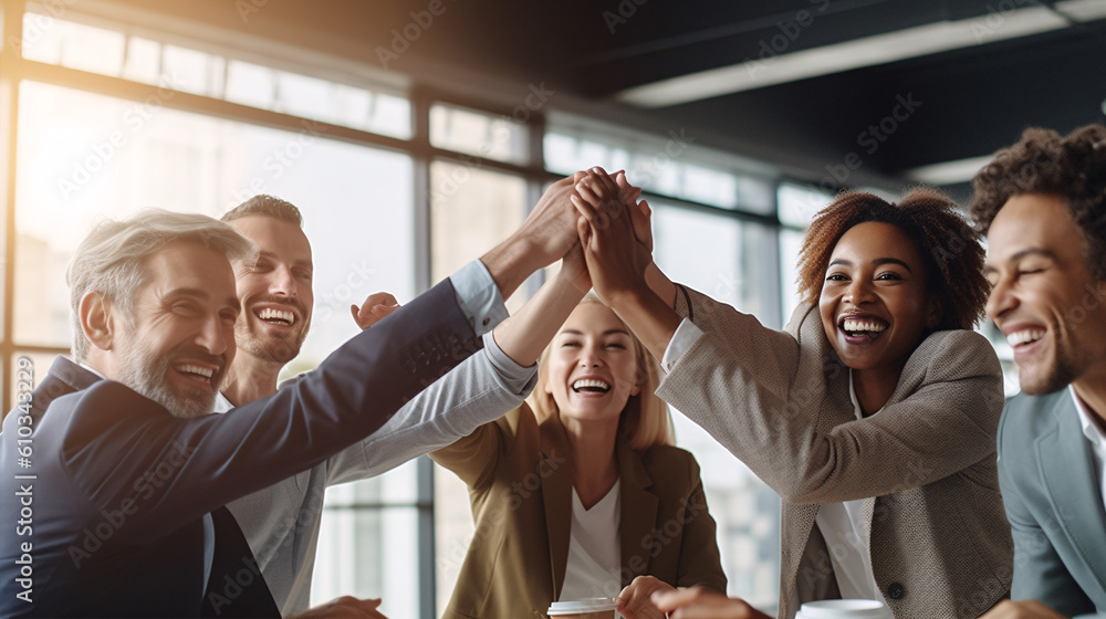 Teamwork Makes the Dream Work: An image of Diverse team members high ...