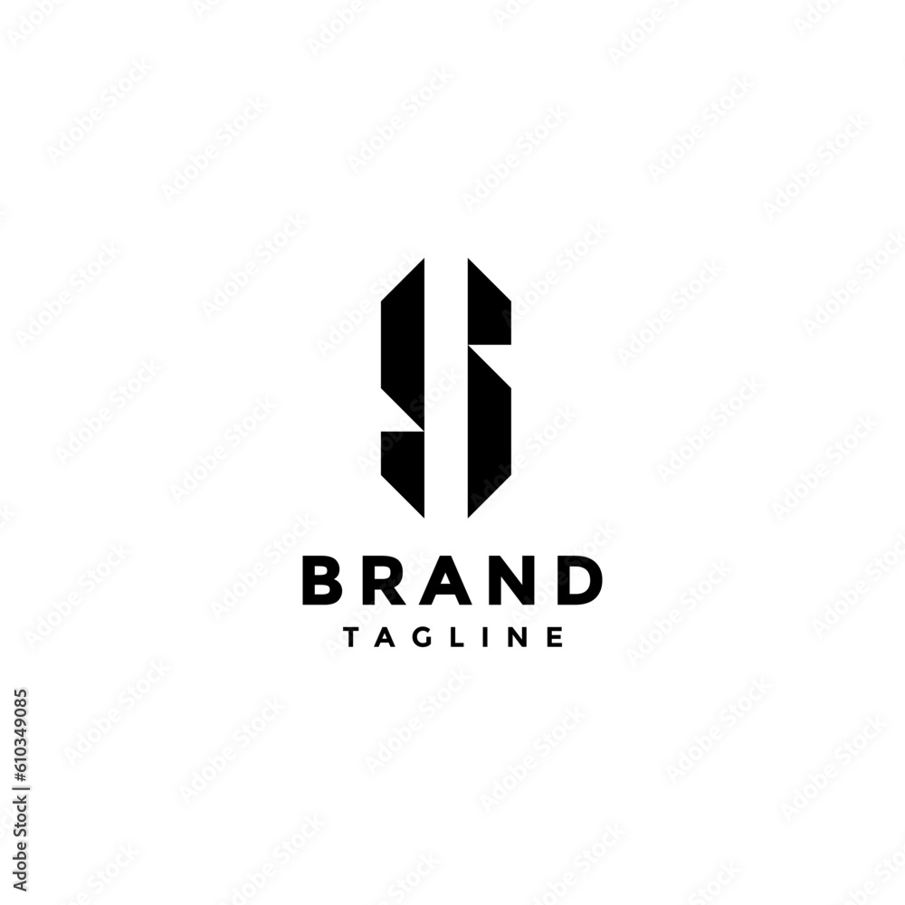 Two Vertical Lines Letter S Logo Design. Geometric Lines Shape Initial ...