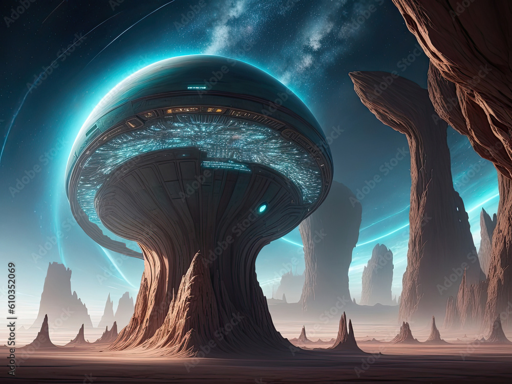 Generative Ai, AI Generated art, sci-fi futuristic planet landscape ...