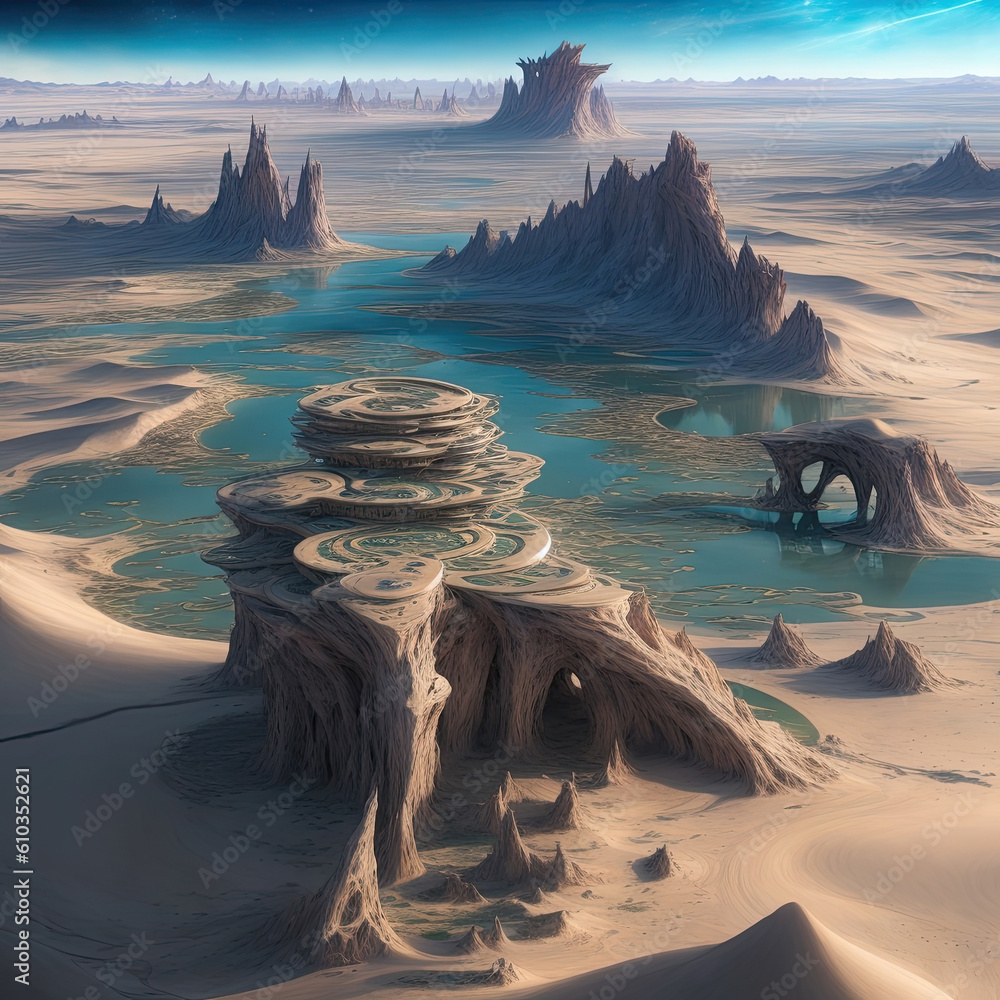 Generative Ai, AI Generated art, sci-fi futuristic planet landscape ...