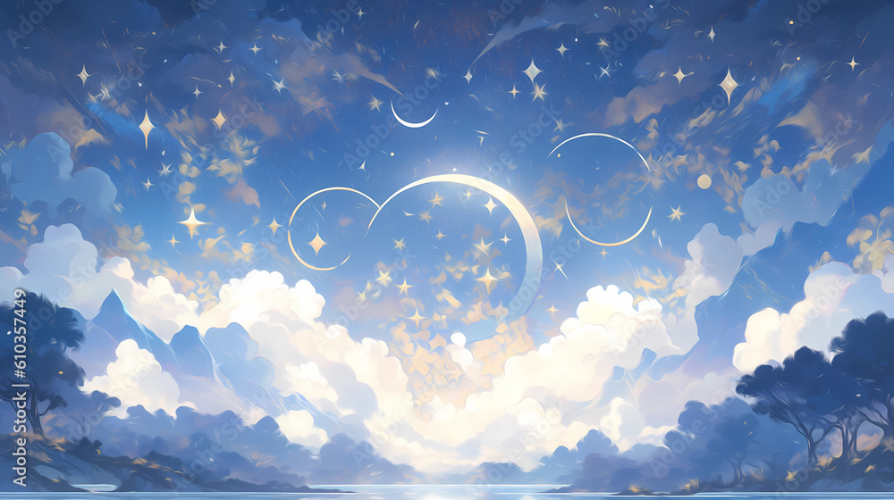 Beautiful cartoon illustration of starry sky Stock Photo | Adobe Stock