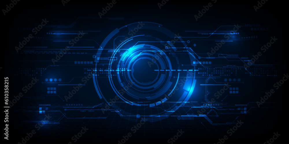 Vector illustrations of Futuristic blue digital screen display and ...