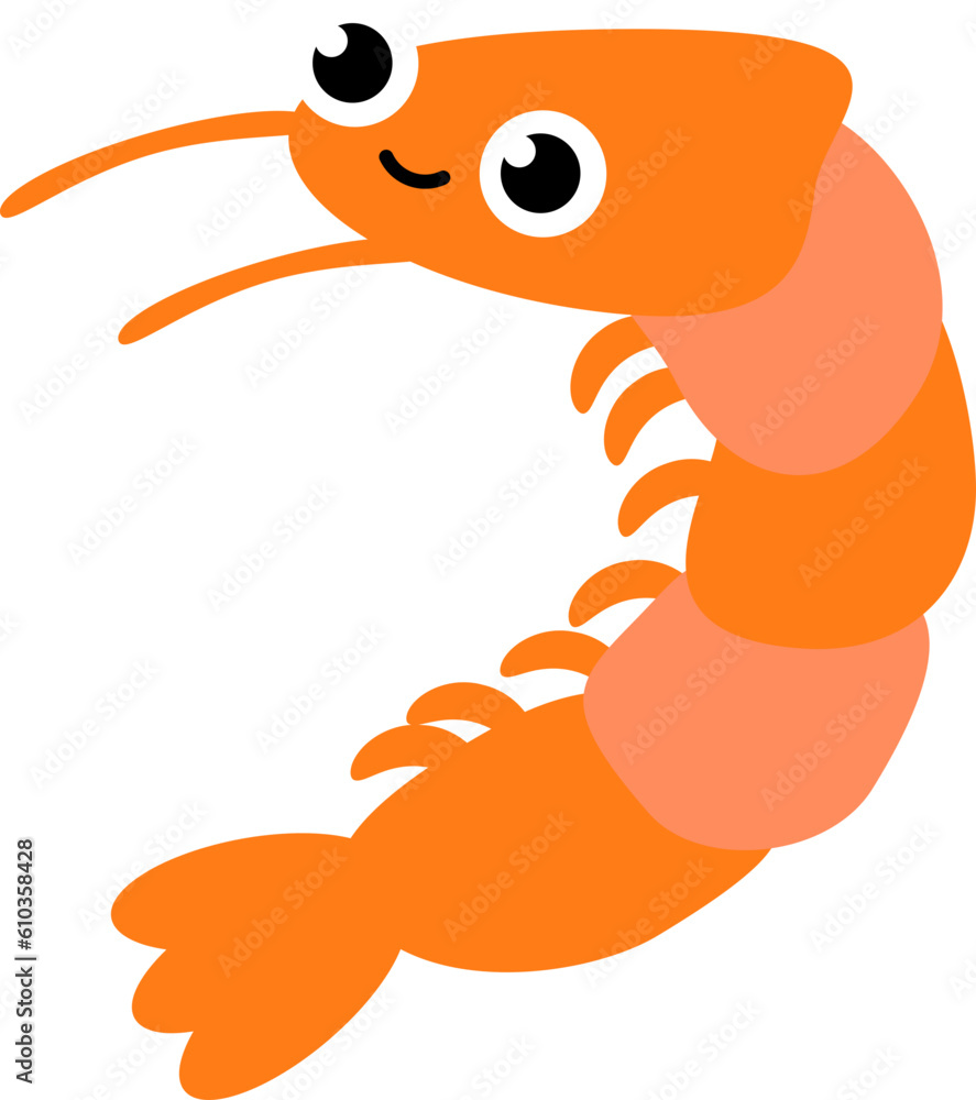 Cute cartoon prawn under the sea animals Stock Vector | Adobe Stock