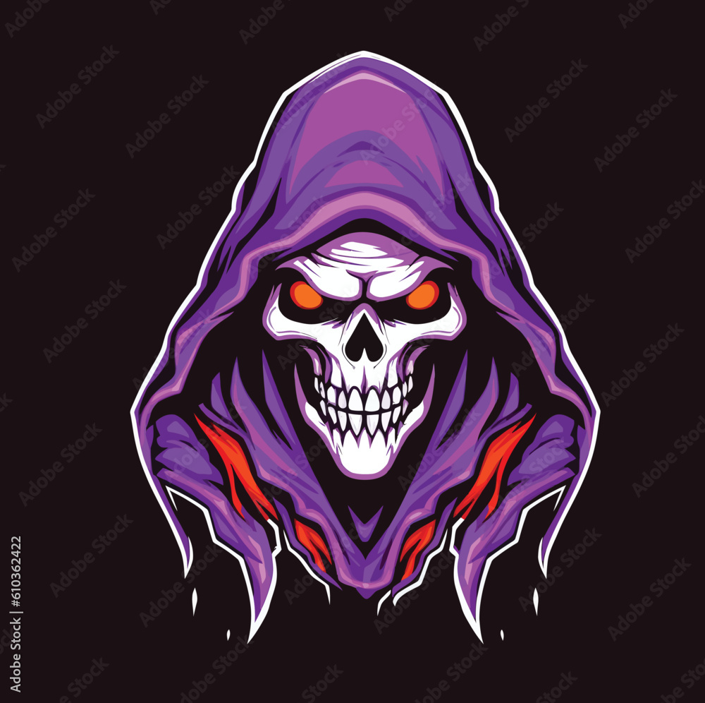 Skull Reaper Esports Logo Mascot Vector Illustration Stock Vector ...