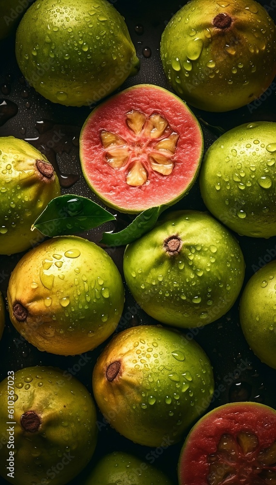 Fresh organic for healthy food and diet Guava with water drops. Fresh ...