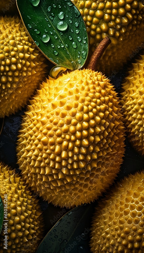 Fresh organic for healthy food and diet jackfruit with water drops ...