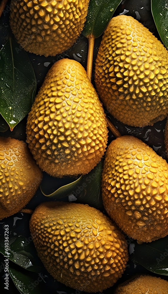 Fresh organic for healthy food and diet jackfruit with water drops ...