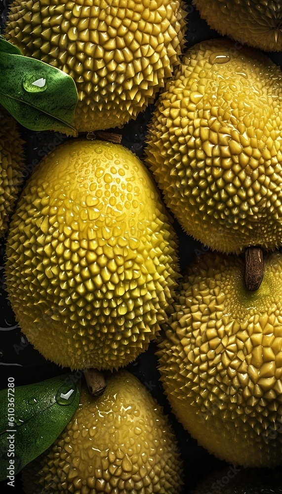 Fresh organic for healthy food and diet jackfruit with water drops ...
