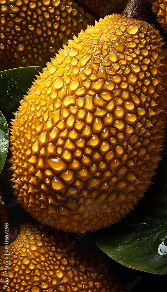 Fresh organic for healthy food and diet jackfruit with water drops ...