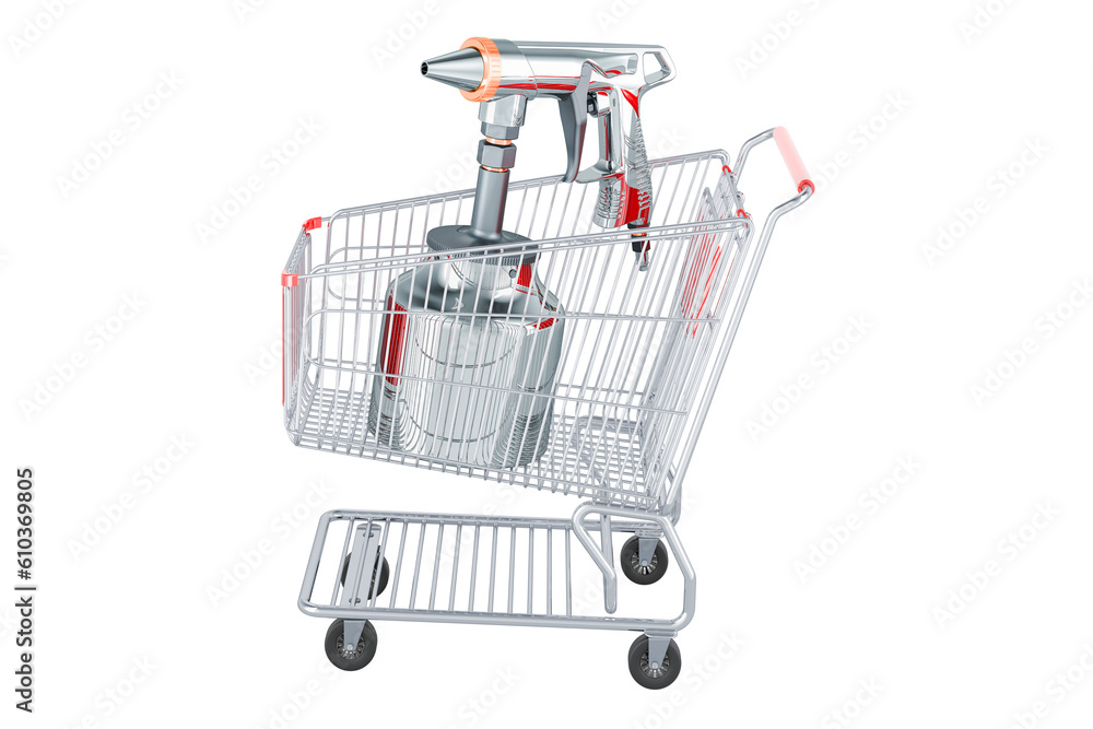 Portable Sand Blaster Gun inside shopping cart, 3D rendering Stock ...