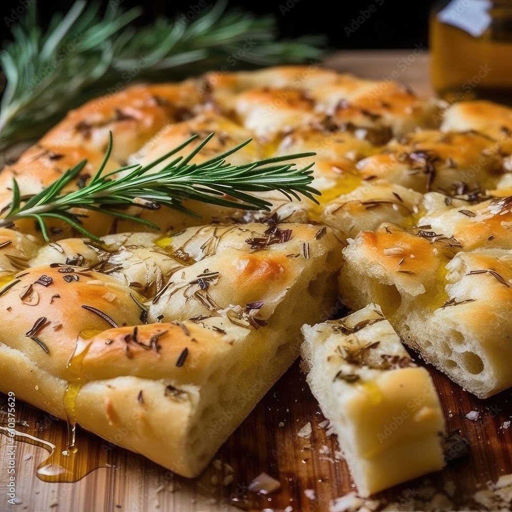 Focaccia - A type of Italian bread similar to pizza dough, topped with ...