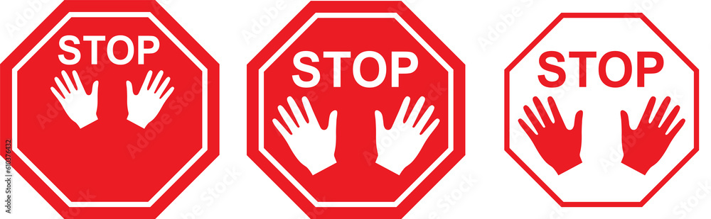 High quality Stop Sign symbol icon. Warning danger symbol prohibiting ...