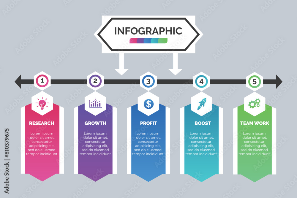 Infographic visualization and business icons. Concept with 5 options ...