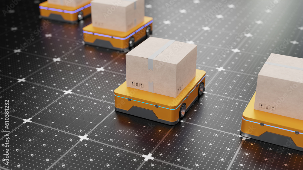 Technologies of the future 3D concept: automated AGV robots for a ...