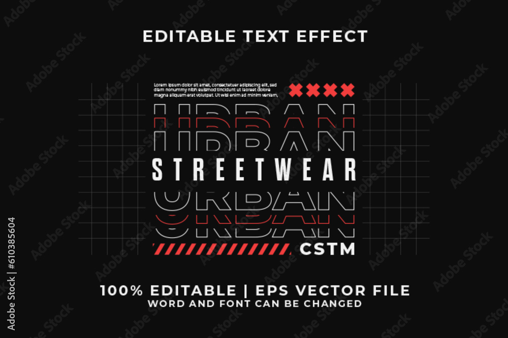 Editable Text Effect Urban Street Wear Style Premium Vector Stock ...