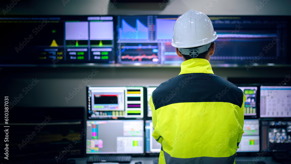 Engineer working at control room,Manager control system,Technician man ...