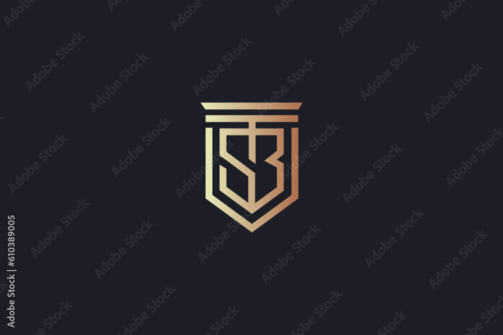 sb letter line style design modern luxury creative golden wordmark ...