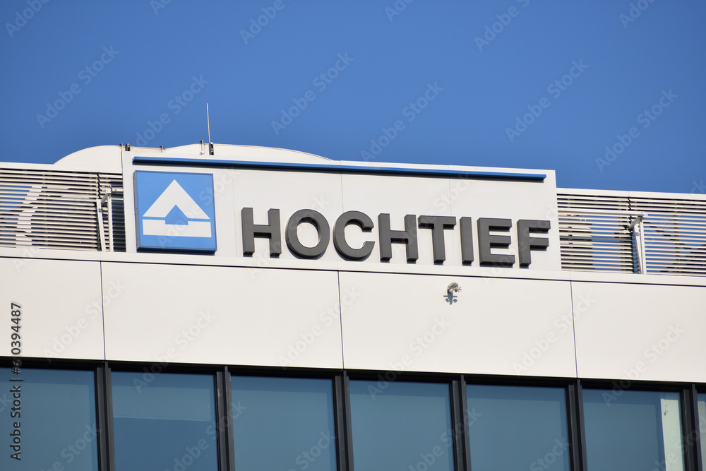 Hochtief logo, signage, emblem on the facade of German construction ...
