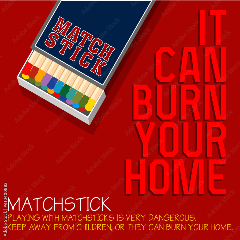 Matchbox, vector illustration for poster. Stock Vector | Adobe Stock