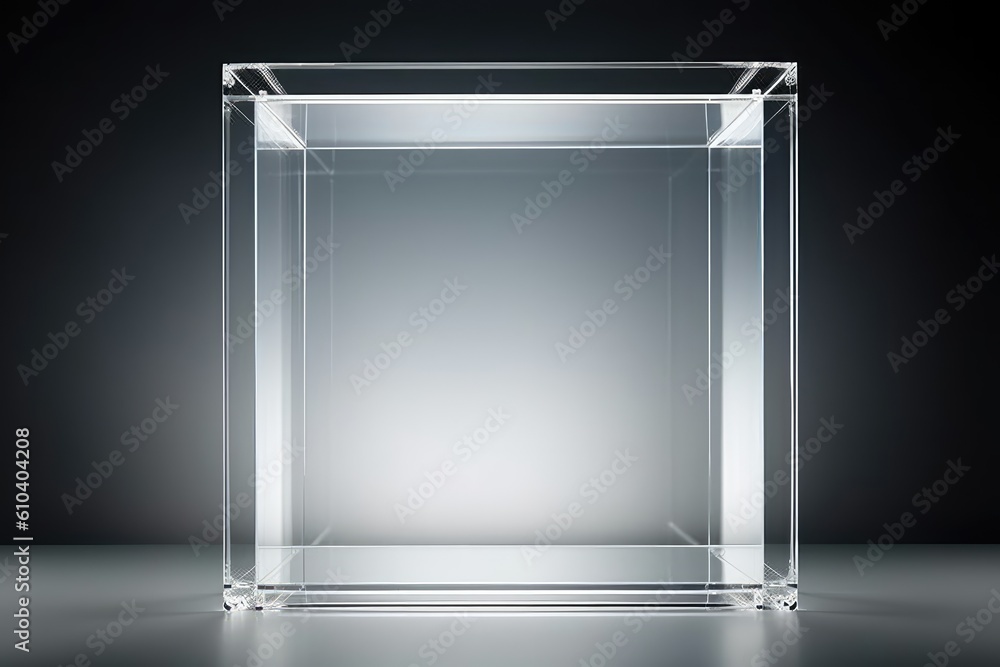 Transparency and simplicity: an empty glass cube showcasing its clean ...
