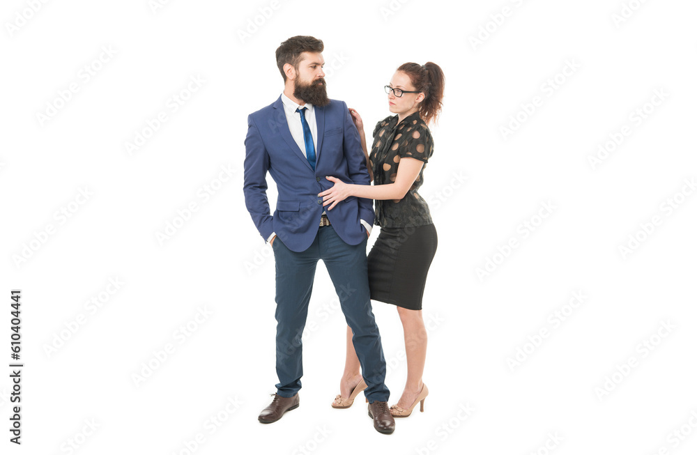 Formal and stylish. Stylish business professionals. Couple in office ...