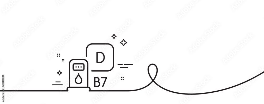 Diesel station line icon. Continuous one line with curl. Filling ...