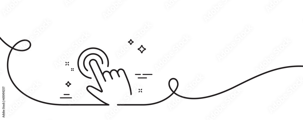 Hand Cursor Line Icon Continuous One Line With Curl Click Action Sign Finger Pointer Symbol