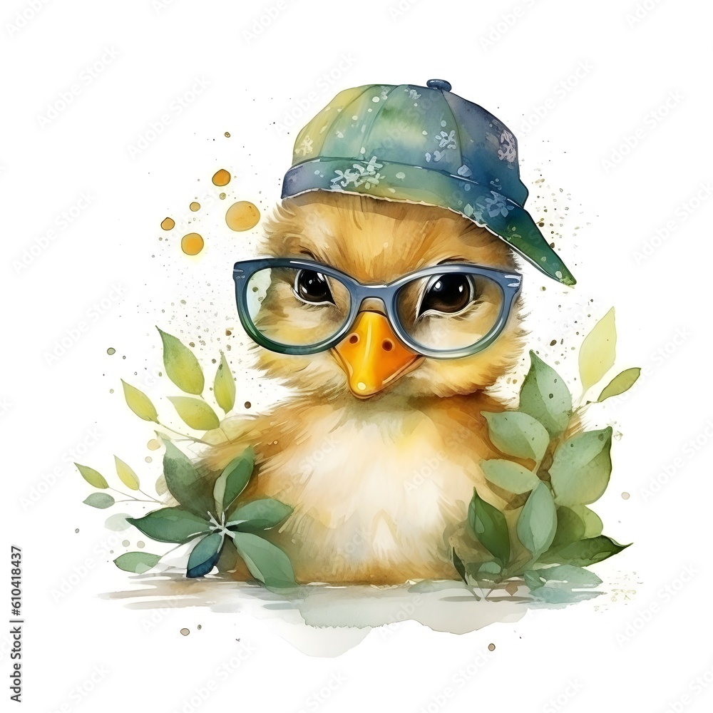 Cute duck BABY WITH GLASSES AND CAP, BIG BEAUTIFUL SHINNING EYES, HEAD ...