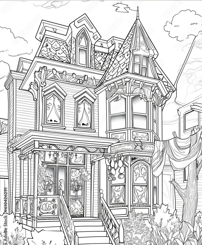 adult coloring page illustration, vintage .poster, detailed, black and ...